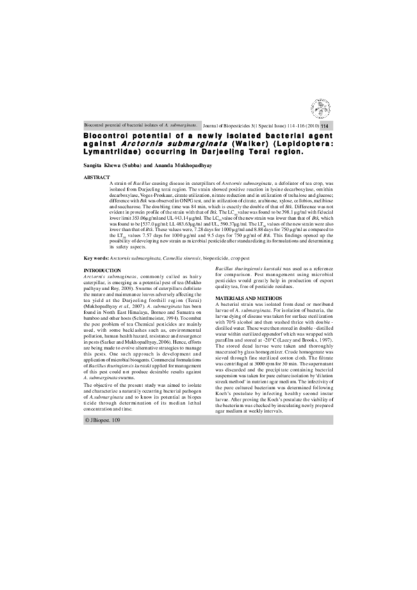(PDF) Biocontrol potential of a newly isolated bacterial agent against ...