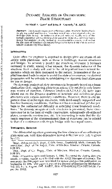 (PDF) Dynamic Analysis of Orthotropic Plate Structures