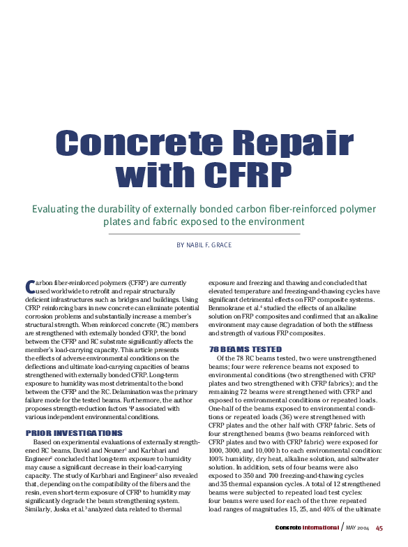 (PDF) Concrete Repair with CFRP Evaluating the durability of externally ...