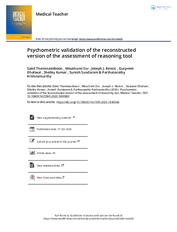 (PDF) Psychometric validation of the reconstructed version of the ...