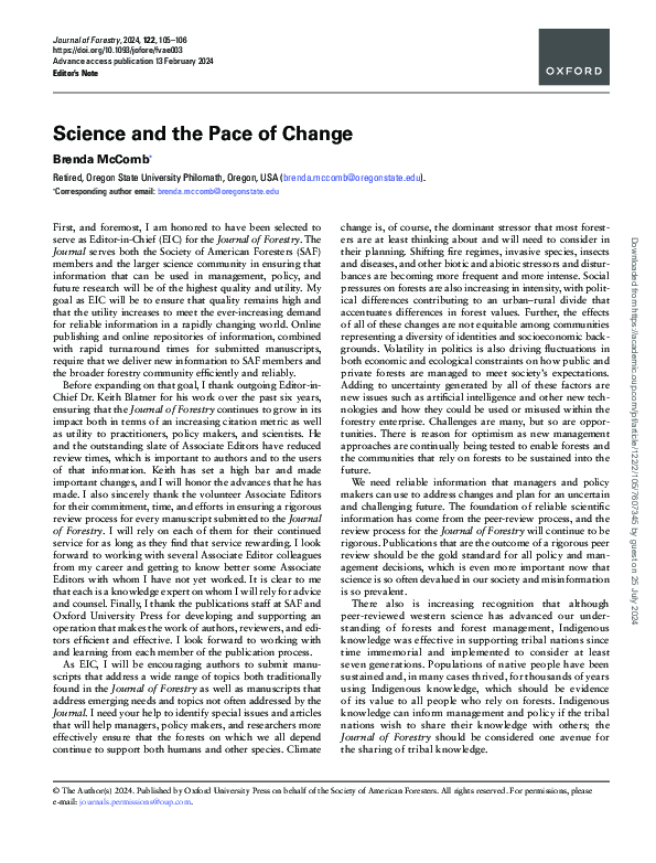 (PDF) Science and the Pace of Change