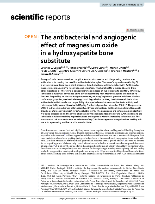 (PDF) The antibacterial and angiogenic effect of magnesium oxide in a ...