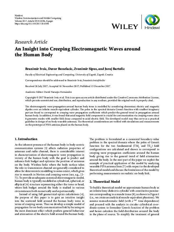(PDF) An Insight into Creeping Electromagnetic Waves around the Human Body