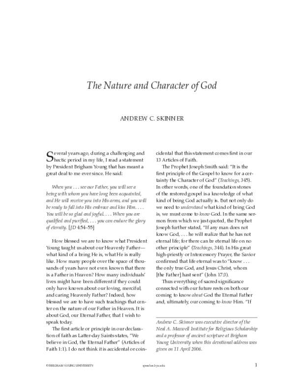 (PDF) The Nature and Character of God