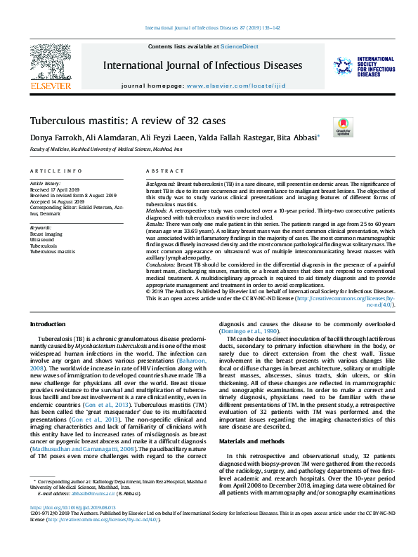 (PDF) Tuberculous mastitis: A review of 32 cases