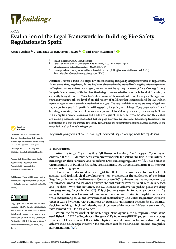 (PDF) Evaluation of the Legal Framework for Building Fire Safety ...