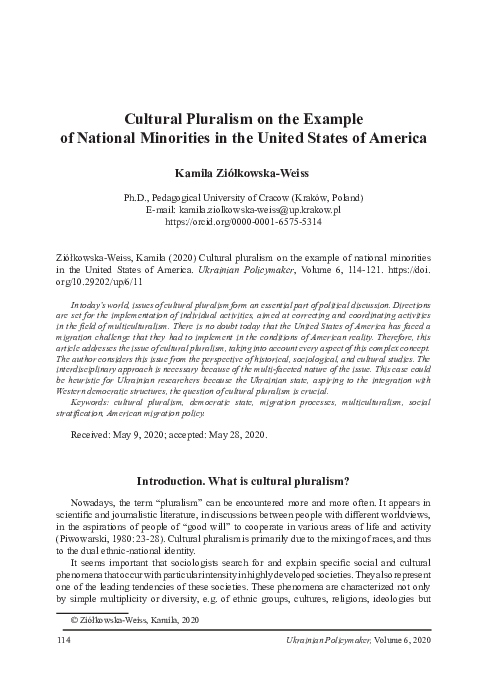(PDF) Cultural Pluralism on the Example of National Minorities in the ...