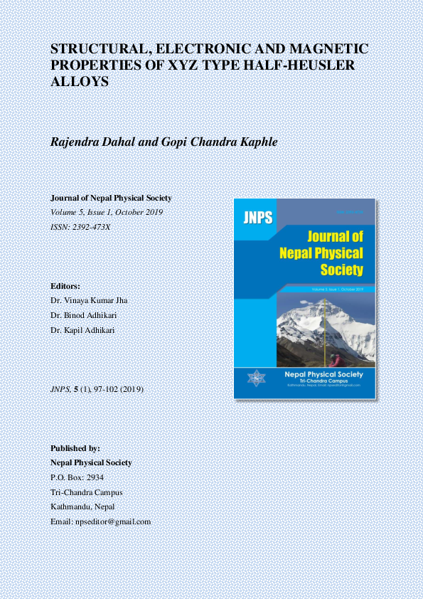 (PDF) Structural, Electronic and Magnetic Properties of XYZ Type Half ...