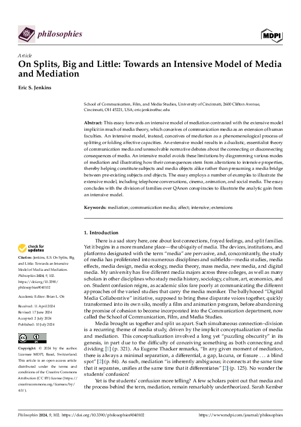 (PDF) On Splits, Big and Little: Towards an Intensive Model of Media ...