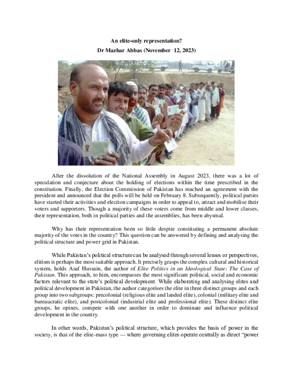 (PDF) An elite-only representation?