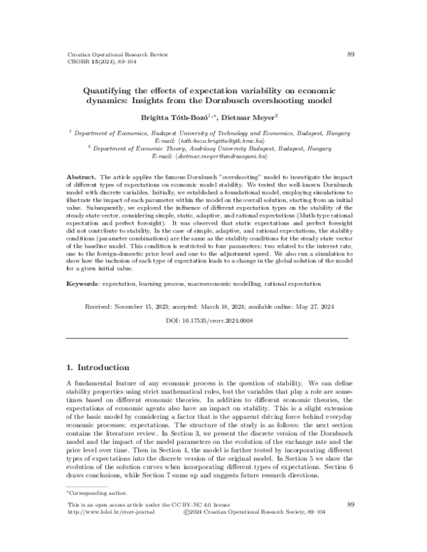 (PDF) Quantifying the effects of expectation variability on economic dynamics