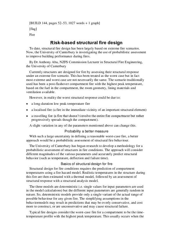 (PDF) Risk-based structural fire design