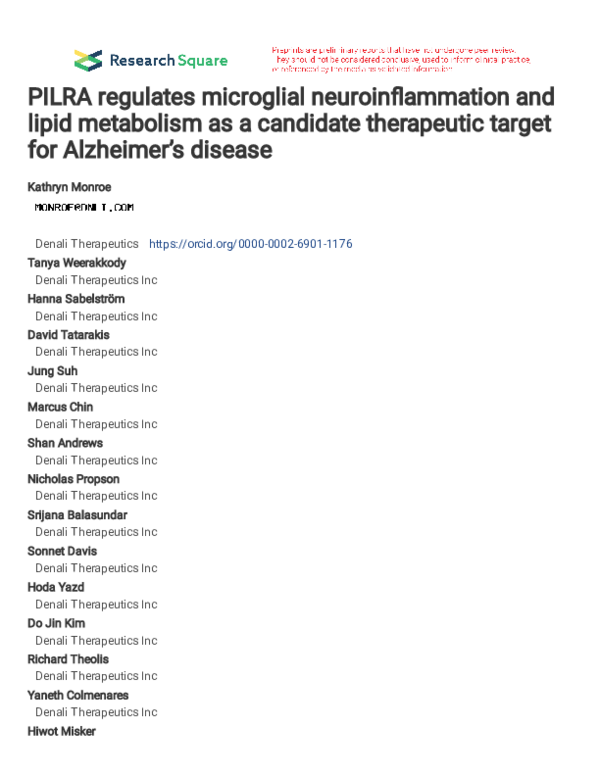 (PDF) PILRA regulates microglial neuroinflammation and lipid metabolism ...