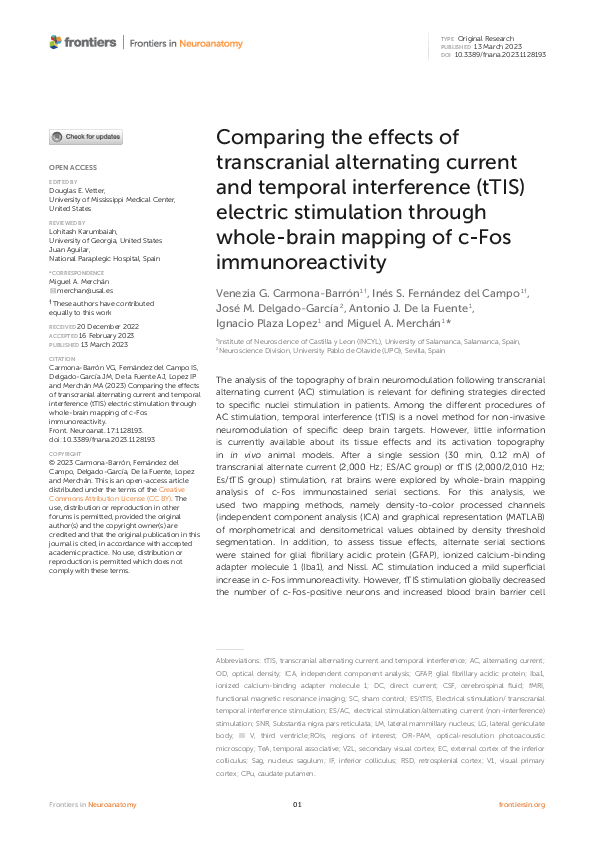Pdf Comparing The Effects Of Transcranial Alternating Current And