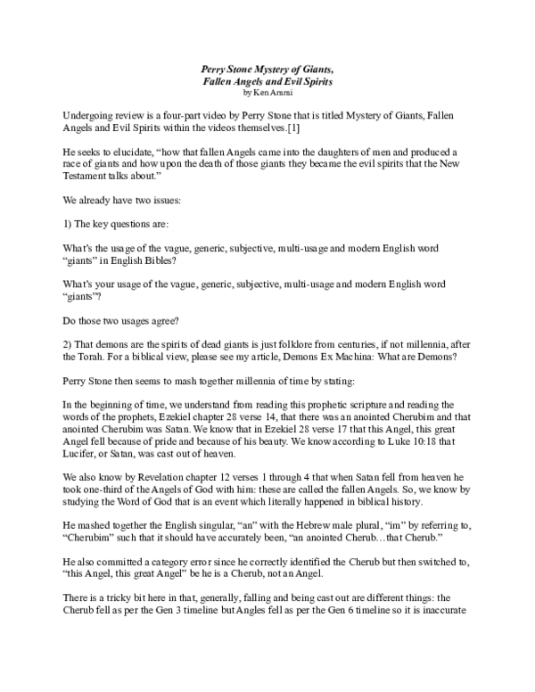(PDF) Perry Stone Mystery of Giants, Fallen Angels and Evil Spirits