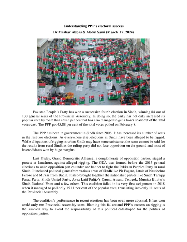 (PDF) Understanding PPP’s electoral success