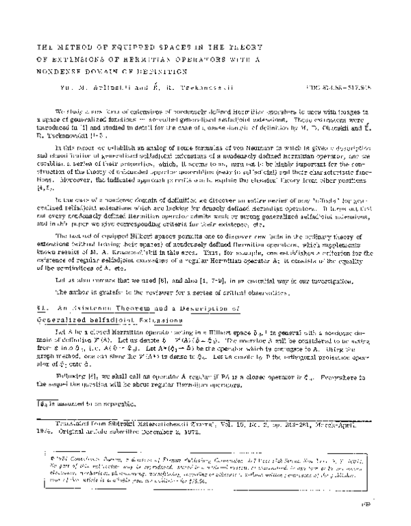 (PDF) The method of equipped spaces in the theory of extensions of ...