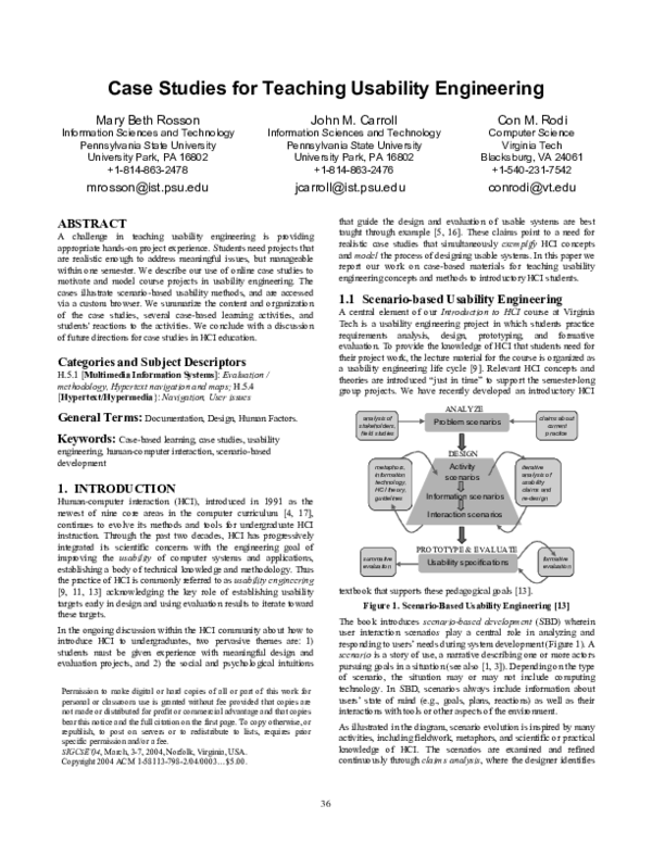 (PDF) Case studies for teaching usability engineering