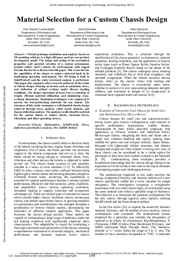 (PDF) Material Selection for a Custom Chassis Design