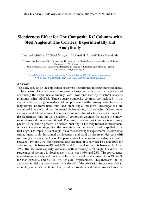 (PDF) Slenderness Effect for The Composite RC Columns with Steel Angles ...