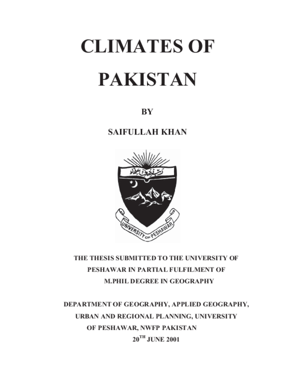 (PDF) Climate Classification and Variation Across Pakistan