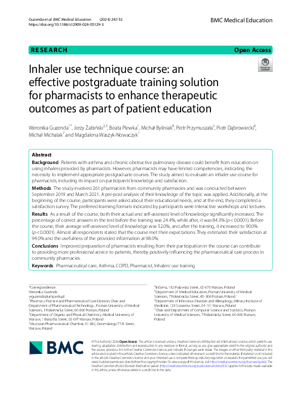 (PDF) Inhaler use technique course: an effective postgraduate training ...