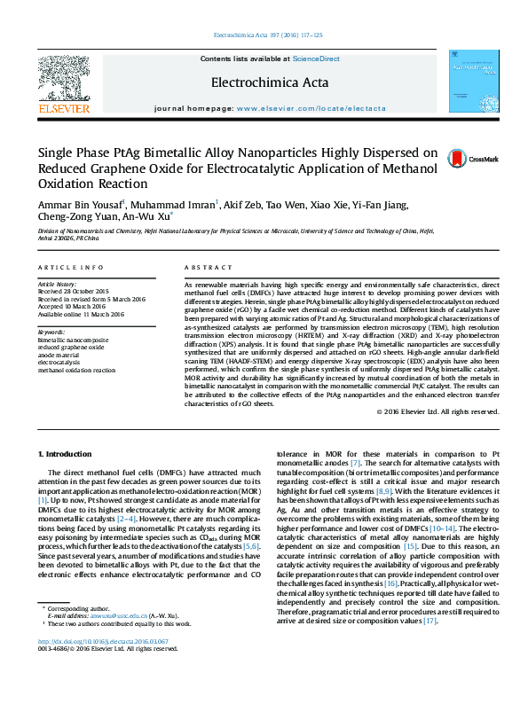 (PDF) Single Phase PtAg Bimetallic Alloy Nanoparticles Highly Dispersed ...