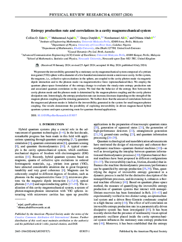 (PDF) Entropy production rate and correlations in a cavity ...