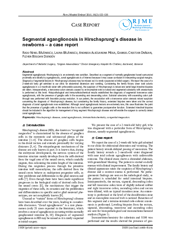 (PDF) Segmental aganglionosis in Hirschsprung's disease in newborns - a ...