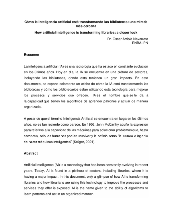 (PDF) How artificial intelligence is transforming libraries: a closer look