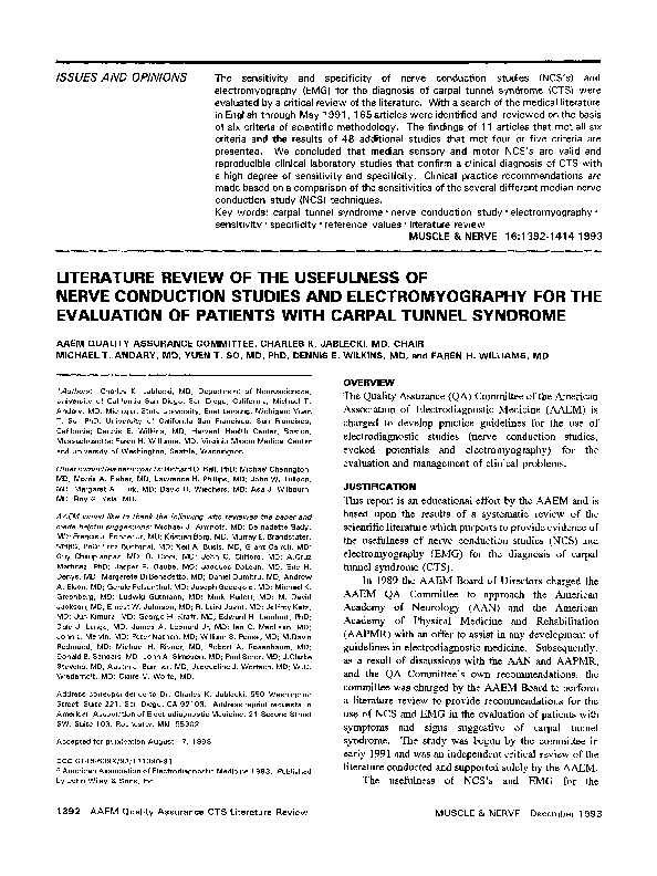 (PDF) Nerve Studies for Carpal Tunnel Diagnosis