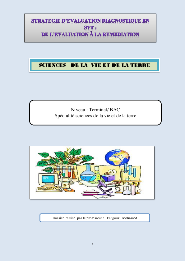 (PDF) D’EVALUATION DIAGNOSTIQUE EN SVT : DE L’EVALUATION À LA REMEDIATION