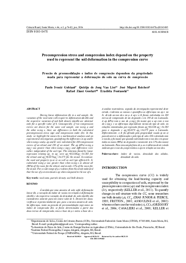 (PDF) Precompression stress and compression index depend on the ...