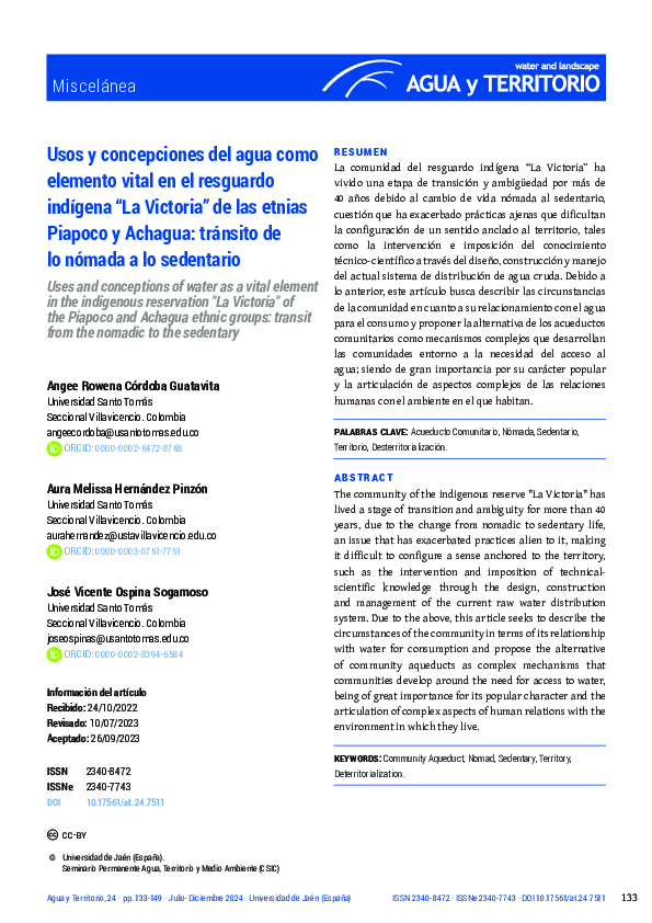 (PDF) Usos y concepciones del agua como elemento vital en el resguardo ...