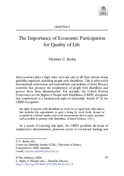 (PDF) The Importance of Economic Participation for Quality of Life