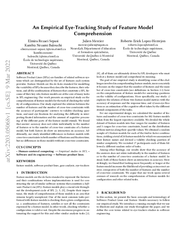 (PDF) An Empirical Eye-Tracking Study of Feature Model Comprehension | Julien Mercier - Academia.edu