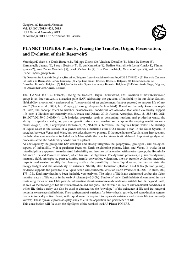 (PDF) PLANET TOPERS: Planets, Tracing the Transfer, Origin ...