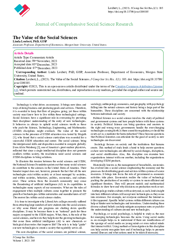 (PDF) The Value of the Social Sciences