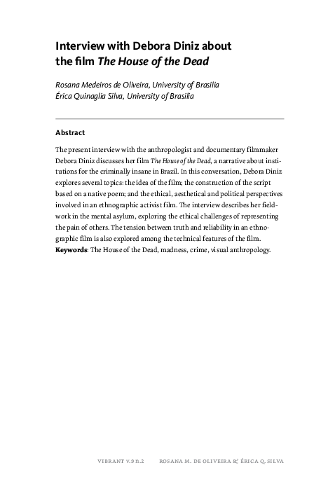 (PDF) Interview with Debora Diniz about the film The House of the Dead