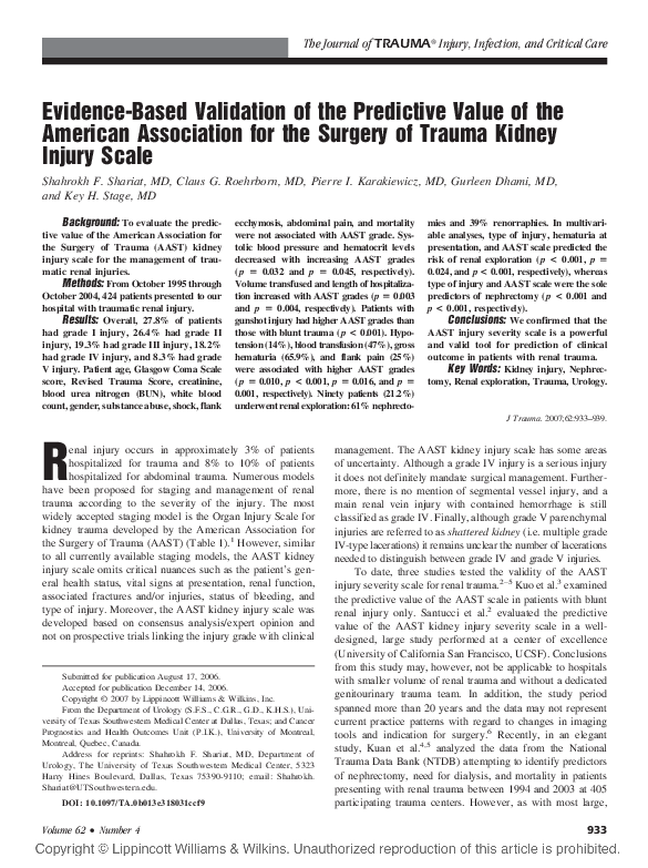 (PDF) Evidence-Based Validation of the Predictive Value of the American ...