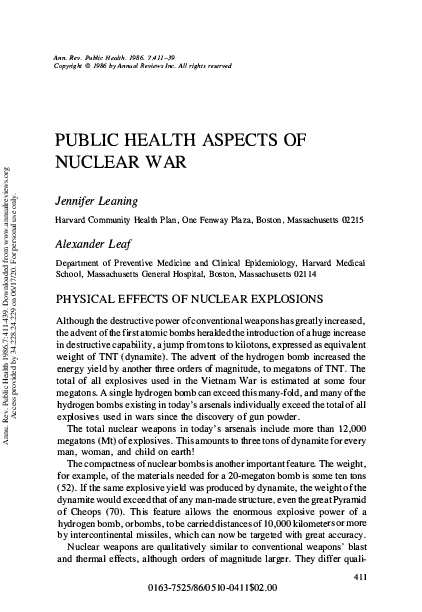 (PDF) Public Health Aspects of Nuclear War