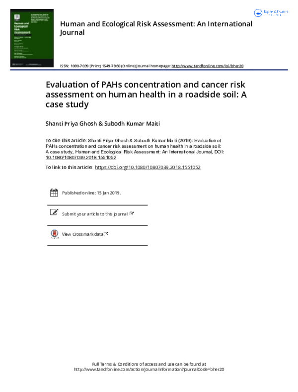 (PDF) Evaluation of PAHs concentration and cancer risk assessment on ...