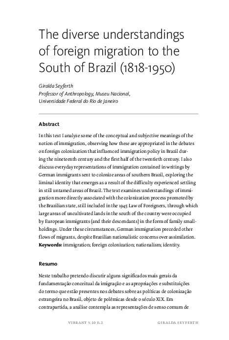 (PDF) The diverse understandings of foreign migration to the South of ...