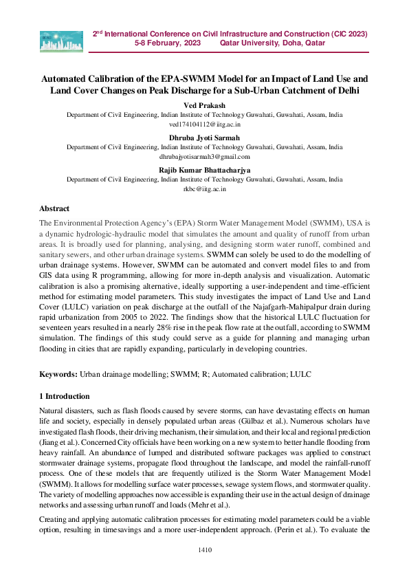 (PDF) Automated Calibration of the EPA-SWMM Model for an Impact of Land ...