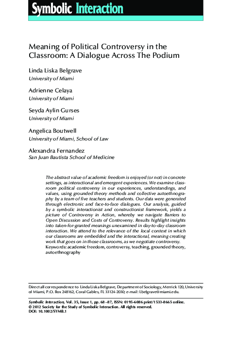 (PDF) Meaning of Political Controversy in the Classroom: A Dialogue ...