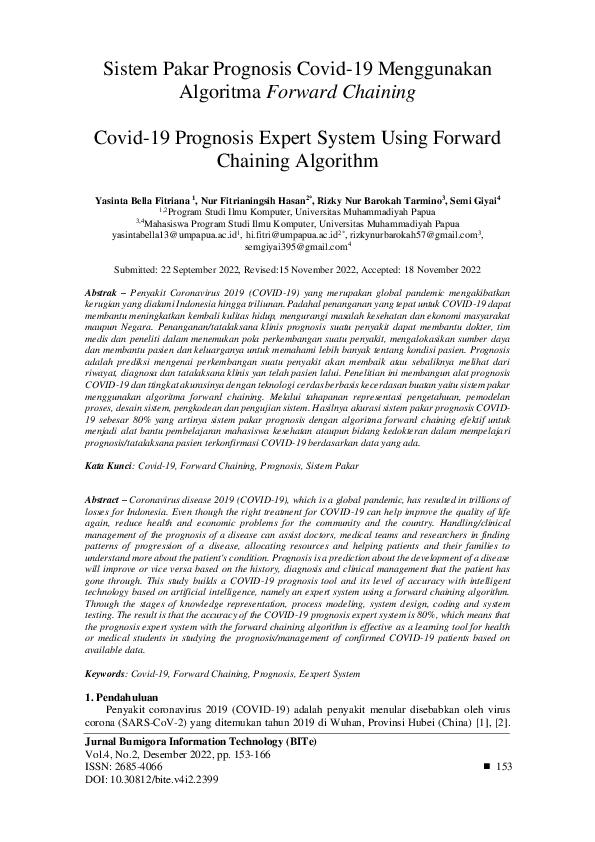(PDF) Sistem Pakar Prognosis Covid-19 Menggunakan Algoritma Forward ...