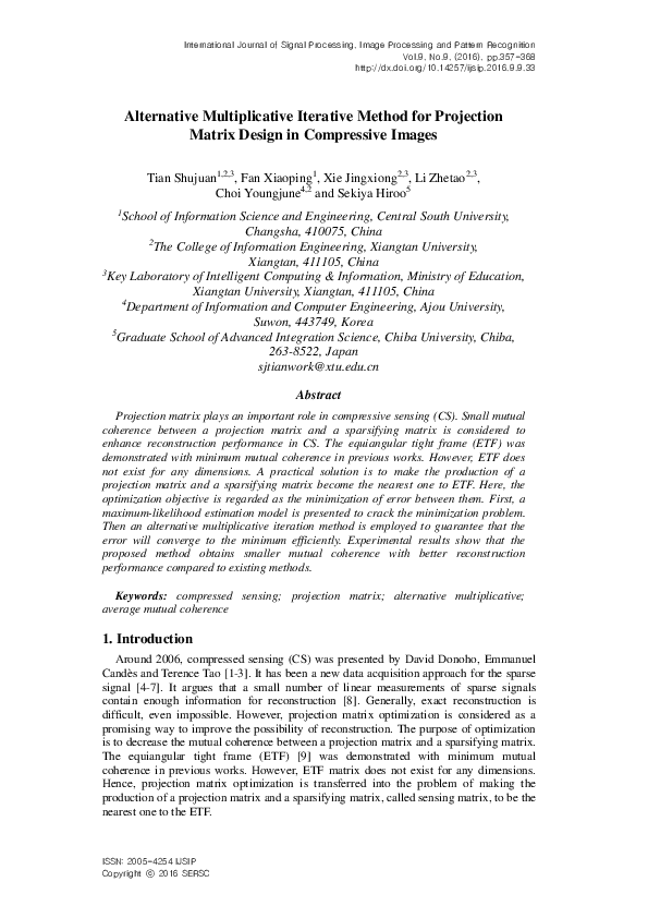 (PDF) Alternative Multiplicative Iterative Method for Projection Matrix ...