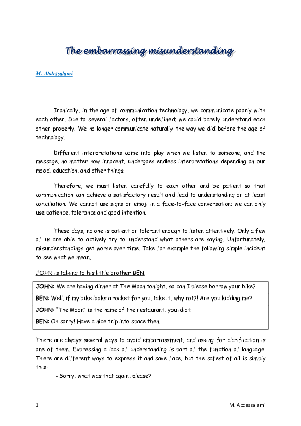 (PDF) The embarrassing misunderstanding
