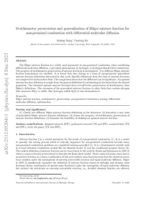 (PDF) Stoichiometry preservation and generalization of Bilger mixture ...