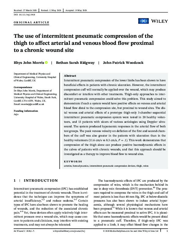(PDF) The use of intermittent pneumatic compression of the thigh to ...